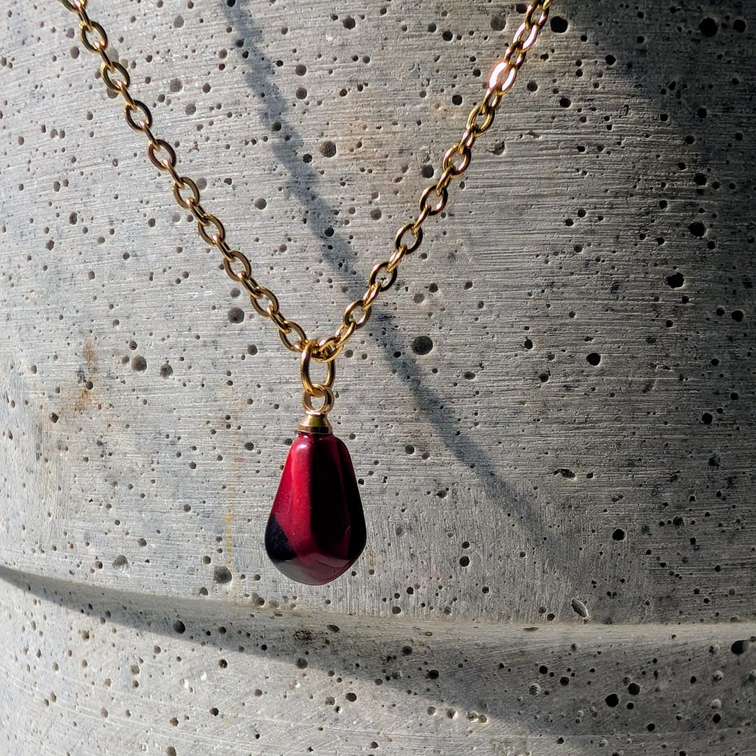 Pomegranate Necklace, Persephone Pendant, Minimalist Fruit Charm, Gold ...