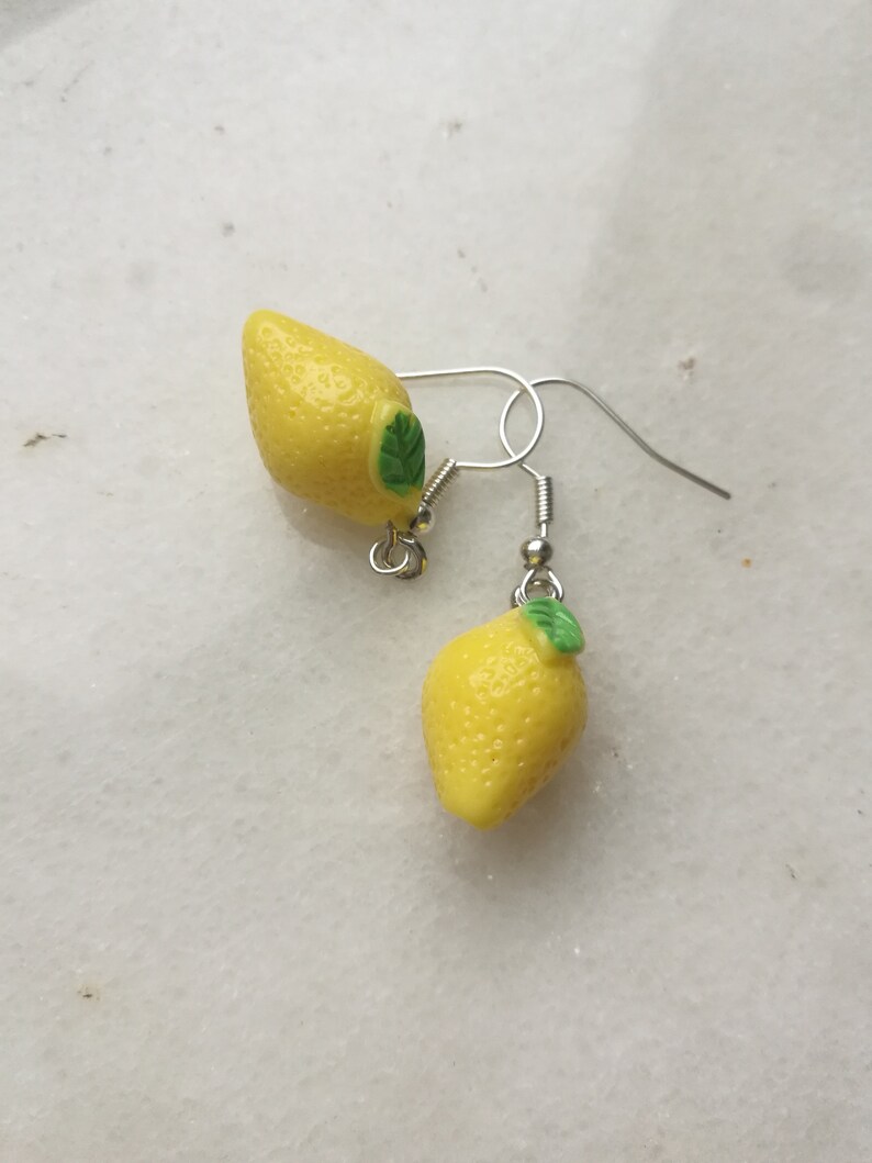 Lemon Citrus Fruit Earrings, Yellow Earrings Set, Summer Indie Festival ...