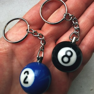 Pool Ball 8 Ball Keychain, Lucky Bag Purse Charm, Magic Keyring, Solids ...
