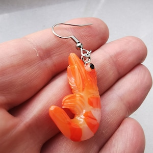 Shrimp Prawn Earrings, Crevette Lobster Seafood Sushi Charm, Ocean ...