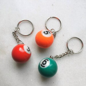 Pool Ball 8 Ball Keychain, Lucky Bag Purse Charm, Magic Keyring, Solids ...