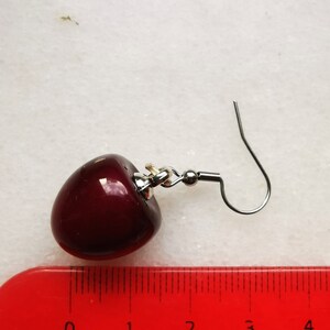 Ruby Red Cherry Earrings, Aesthetic Fruit Charm, Dainty Sweet Cherry ...