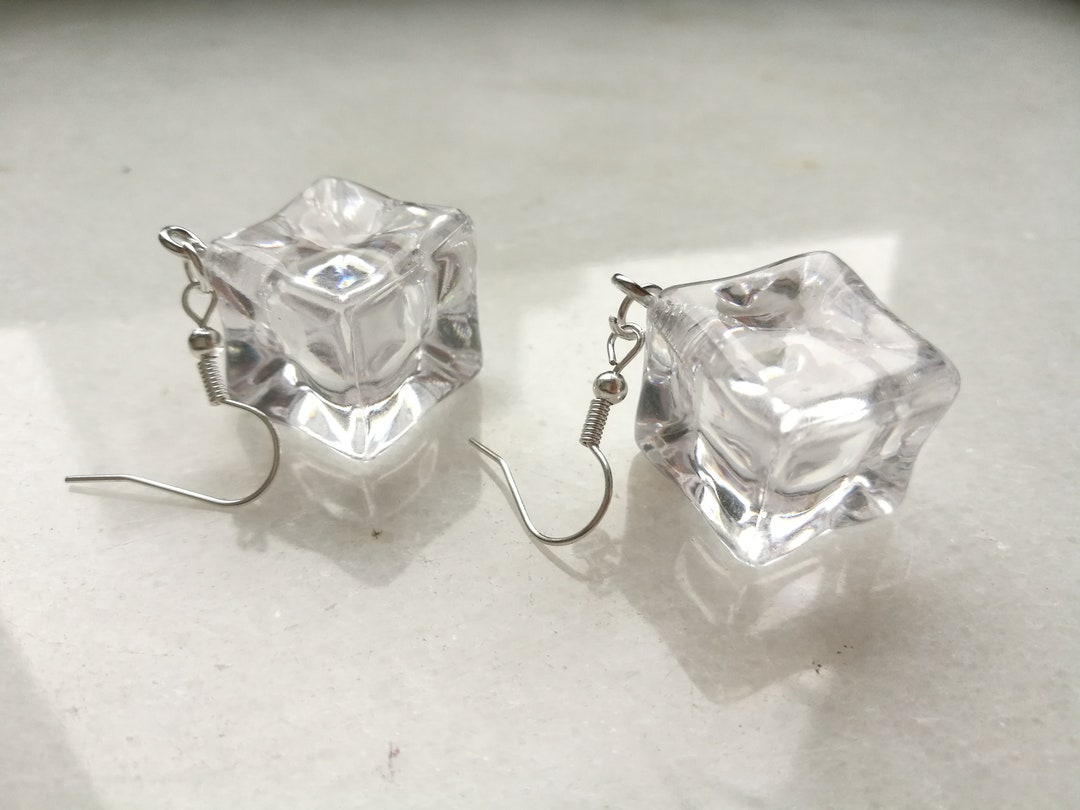 Ice Cube Earrings, Crystal Icecube Aesthetic Earrings, Bohemian ...
