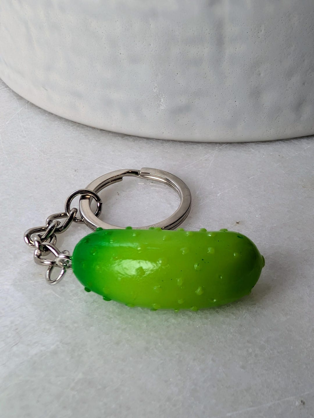 Big Dill Pickle Keychain, Cucumber Keyring, Cornishon Gherkin Pendant ...