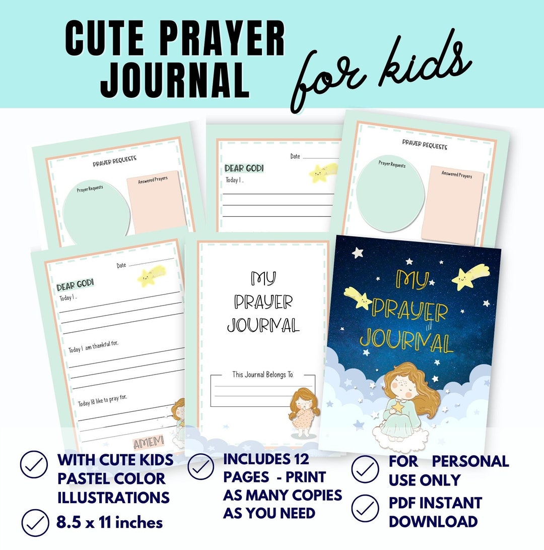 Printable Cute Prayer Journal for Kids, 8.5 in X 11 in PDF, With Happy ...