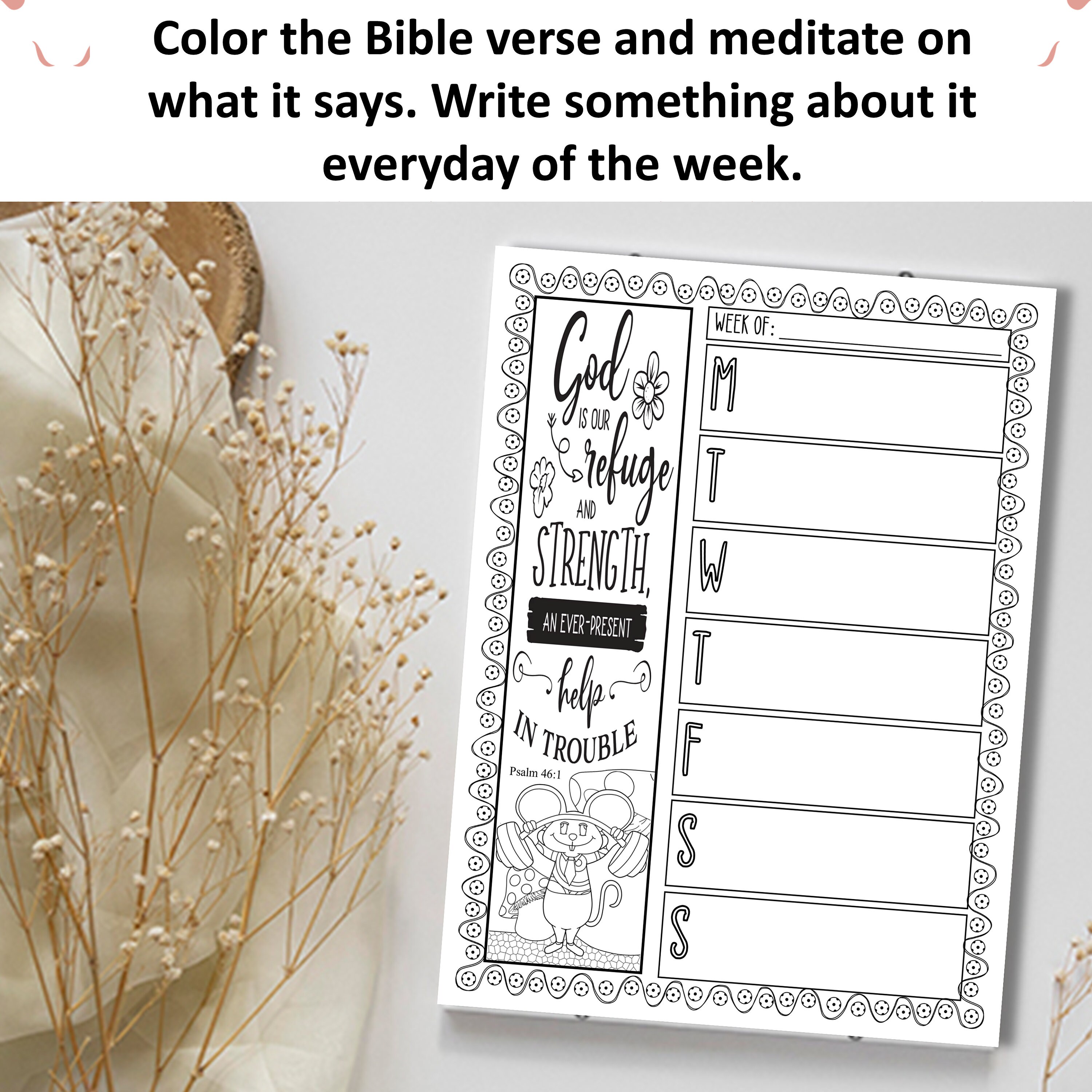 Weekly Bible Verse Coloring Planner, Prayer Journal, PDF Printable ...