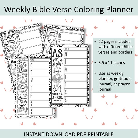 Weekly Bible Verse Coloring Planner Prayer Journal PDF | Etsy