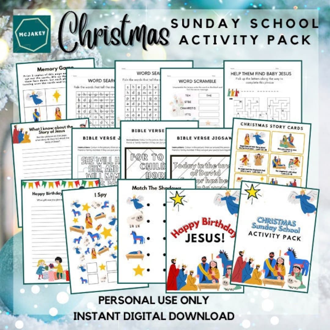 Christmas Sunday School Activity Pages, Printable Games and Worksheets ...