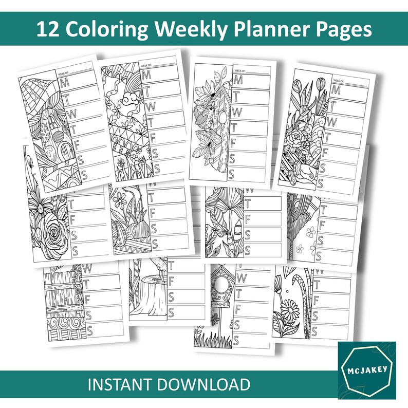 Printable Coloring Weekly Planner, Floral Garden Theme, Weekly To-do ...