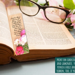 5 Printable Bible Verse Bookmarks Floral Set 1, 2"x6" Size, Instant ...