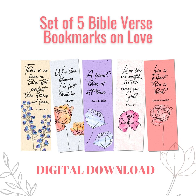Printable Christian Bookmarks With Bible Verses About Love, Size 2x6 ...