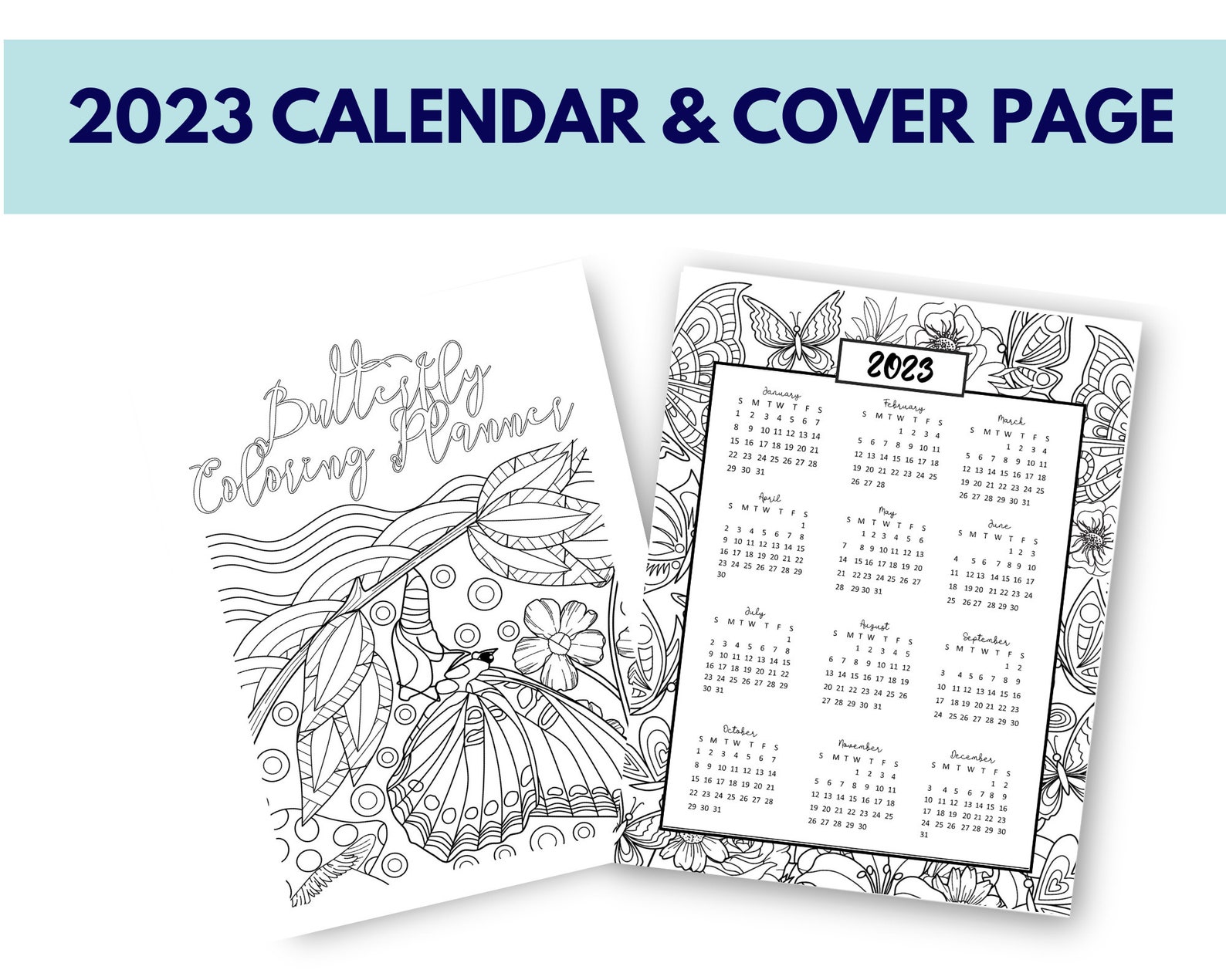 Undated Monthly Butterfly Coloring Planner PDF Printable - Etsy