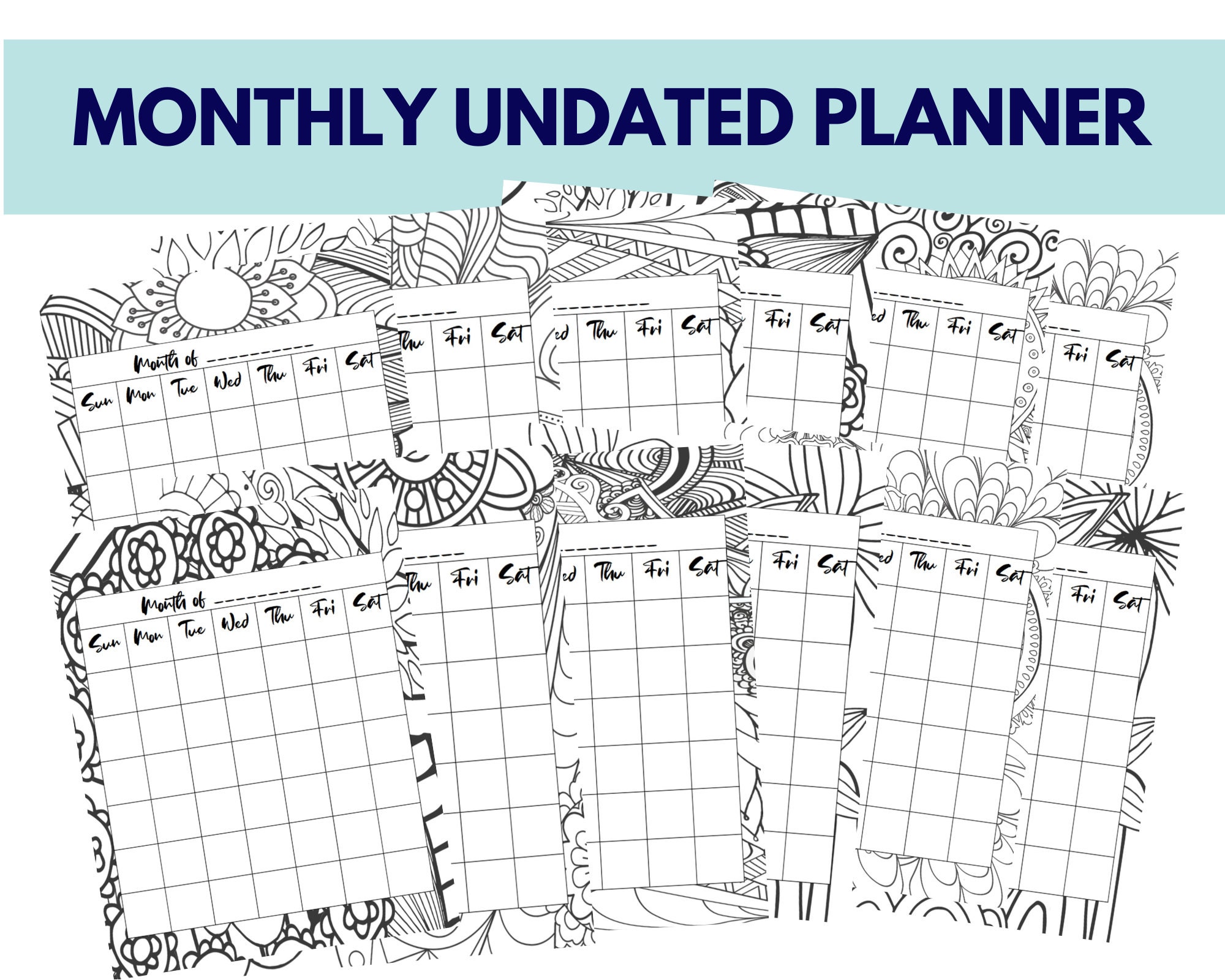 Undated Monthly Coloring Planner PDF Printable Floral-theme - Etsy UK