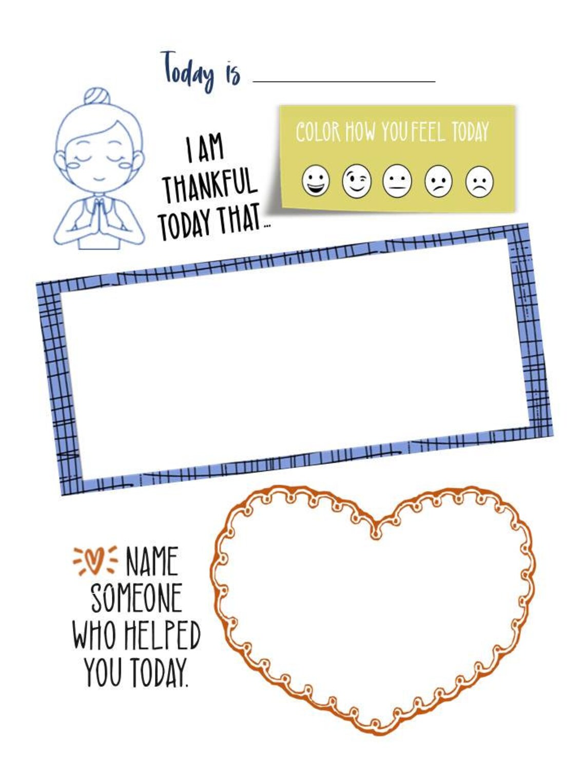 Give Thanks Gratitude Journal Printable for Kids With Coloring Pages - Etsy