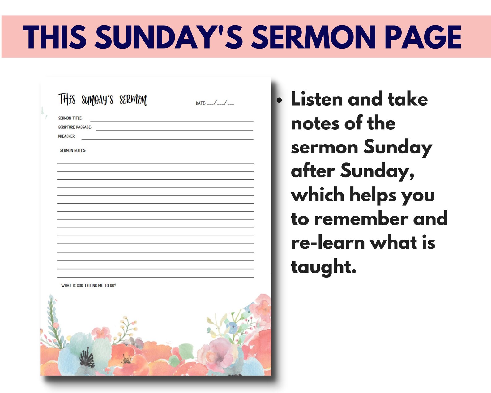 Pink Floral Christian Journal & Weekly Planner (printable PDF) - Etsy