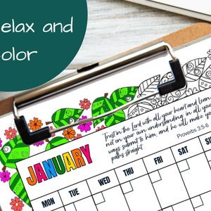 Floral Bible Verse Coloring Planner: Fillable Undated Monthly, Weekly ...