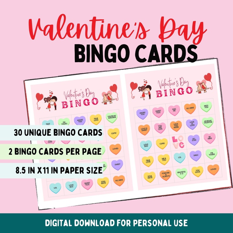 Printable Love One Another Bingo Cards, Valentine's Day Bingo Cards ...