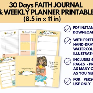 30-days Faith Journal PDF Printable Weekly Planner Sermon - Etsy