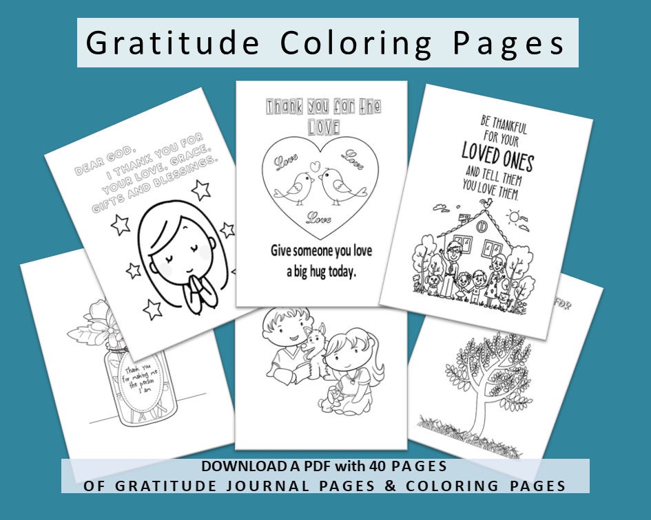Give Thanks Gratitude Journal Printable for Kids With Coloring Pages - Etsy