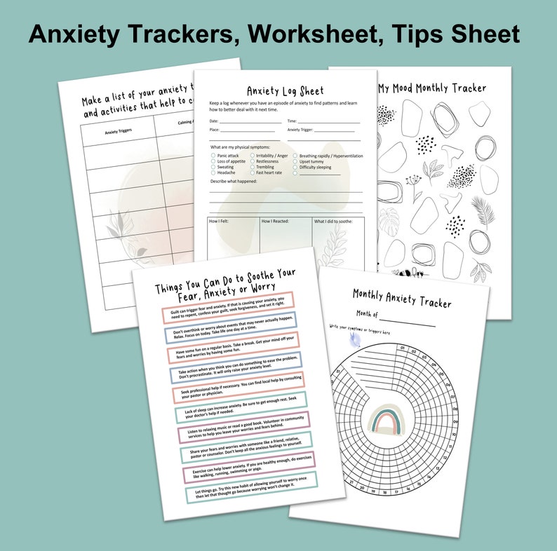 Anxiety Journal With Prompts and Tracker, Tips Checklist, PDF Printable ...