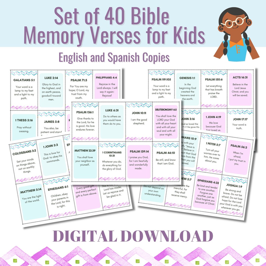 Bible Verse Flashcards for Kids: English & Spanish (PDF Printable) - Etsy