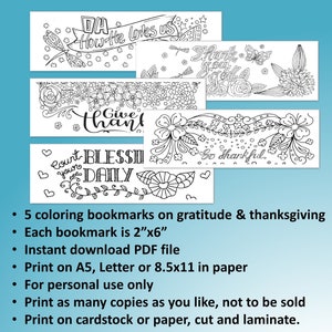 Printable Gratitude Bookmarks, Christian Coloring Bookmarks, Floral ...