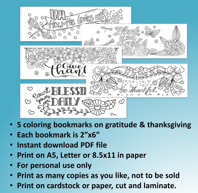 Printable Gratitude Bookmarks, Christian Coloring Bookmarks, Floral ...
