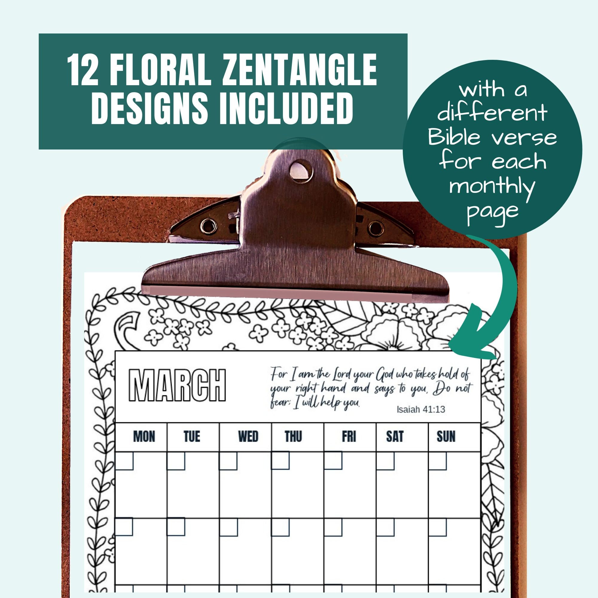 Floral Bible Verse Coloring Planner: Fillable Undated Monthly, Weekly ...