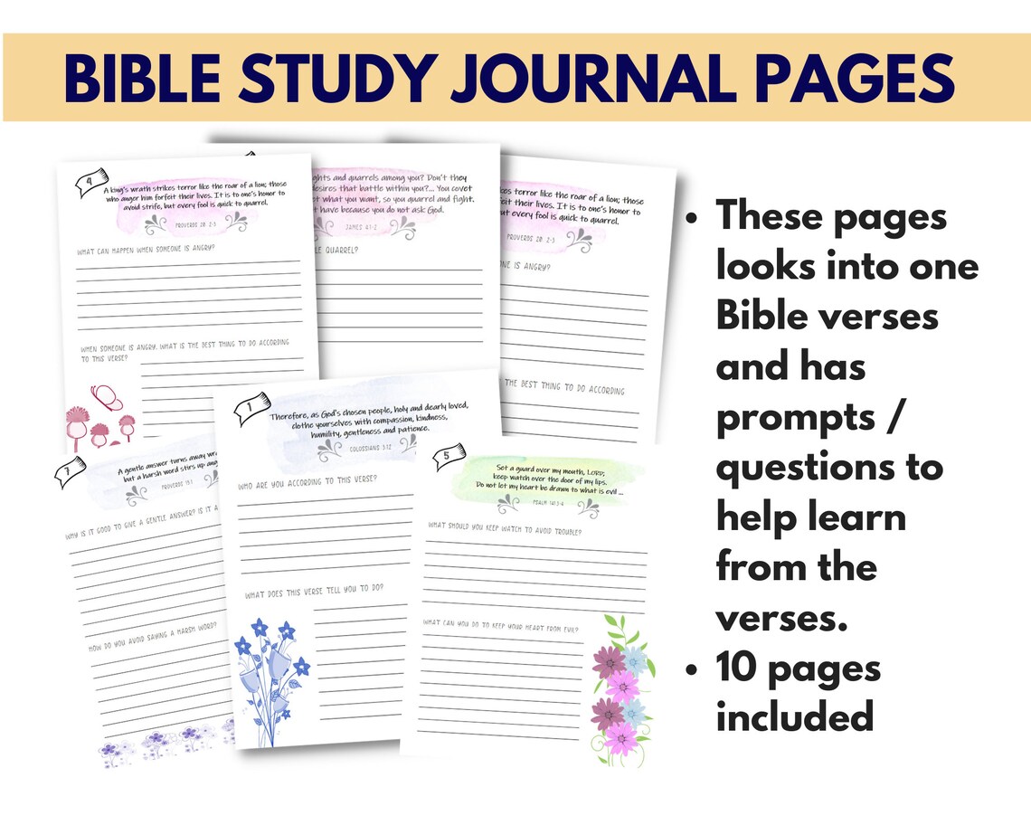 Anger Management Bible Study Journal PDF Printable, Anger Bible Verse ...