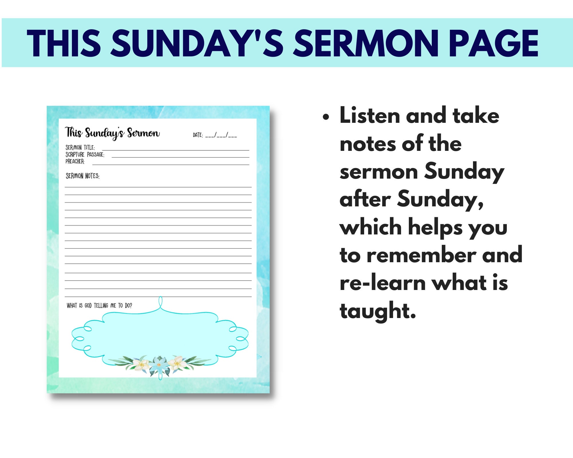 Christian Journal and Weekly Planner Printable PDF, Floral Blue Theme ...