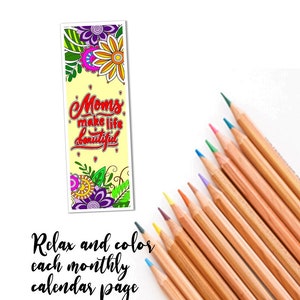 5 Printable Mother's Day Coloring Bookmarks, DIY Gift for Mom, 2"x6 ...