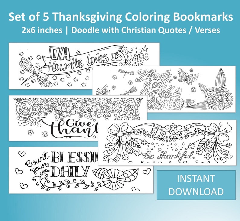 Printable Gratitude Bookmarks, Christian Coloring Bookmarks, Floral ...