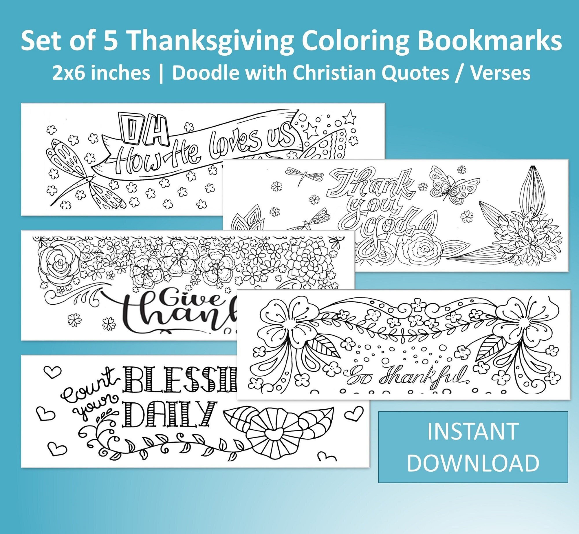 Printable Gratitude Bookmarks, Christian Coloring Bookmarks, Floral ...