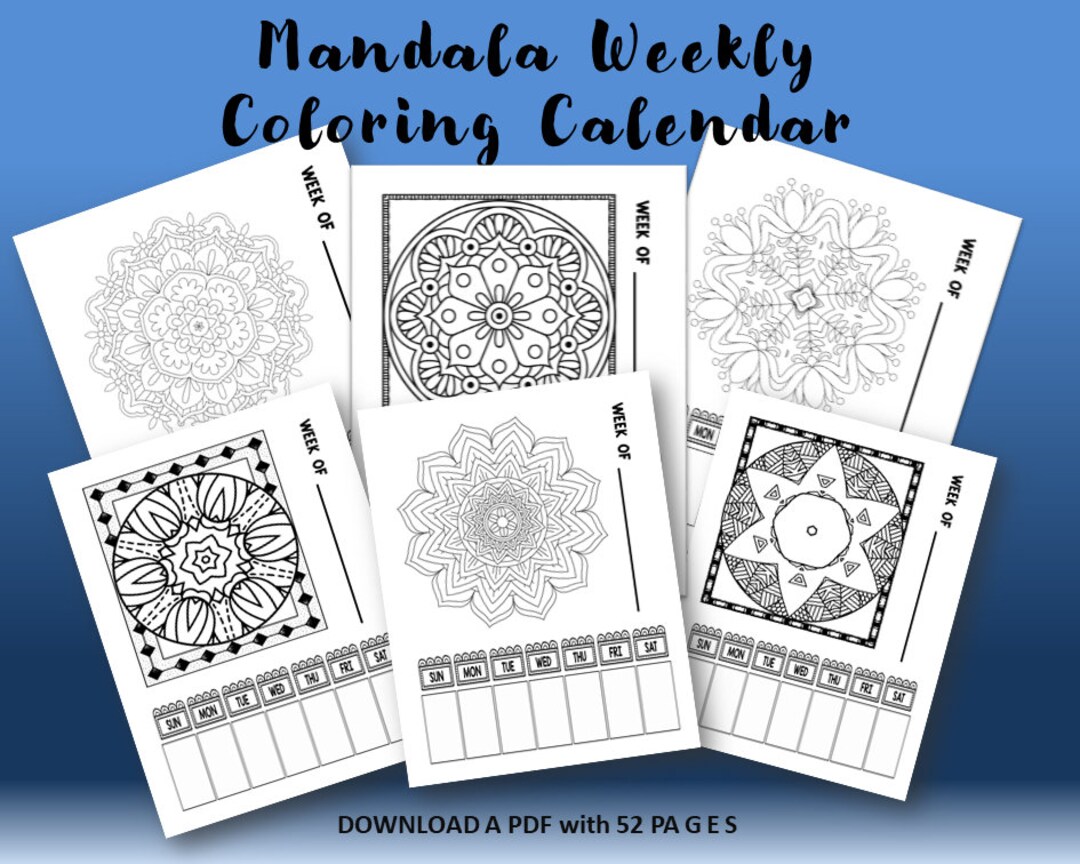 Undated Mandala Weekly Coloring Planner Printable - Etsy