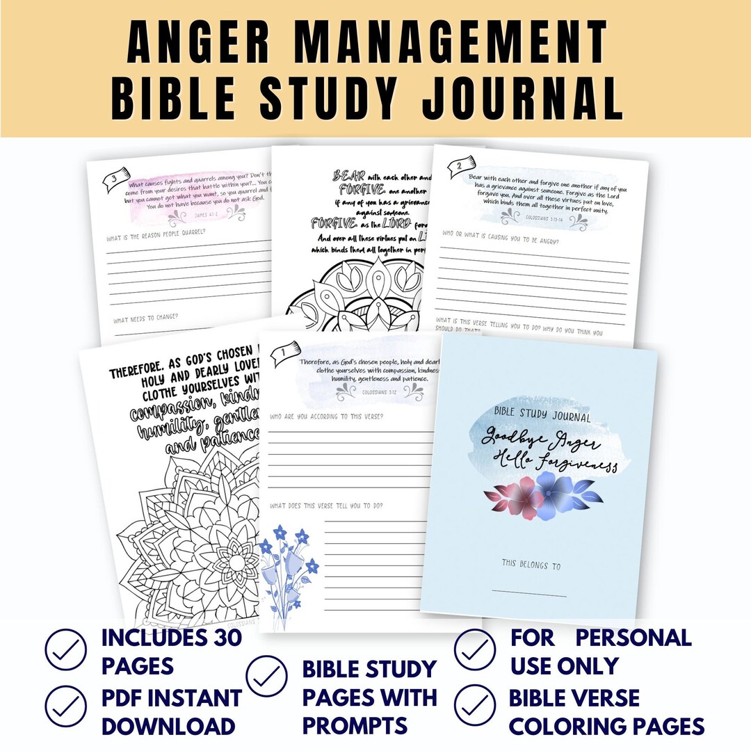 Anger Management Bible Study Journal PDF Printable, Anger Bible Verse ...
