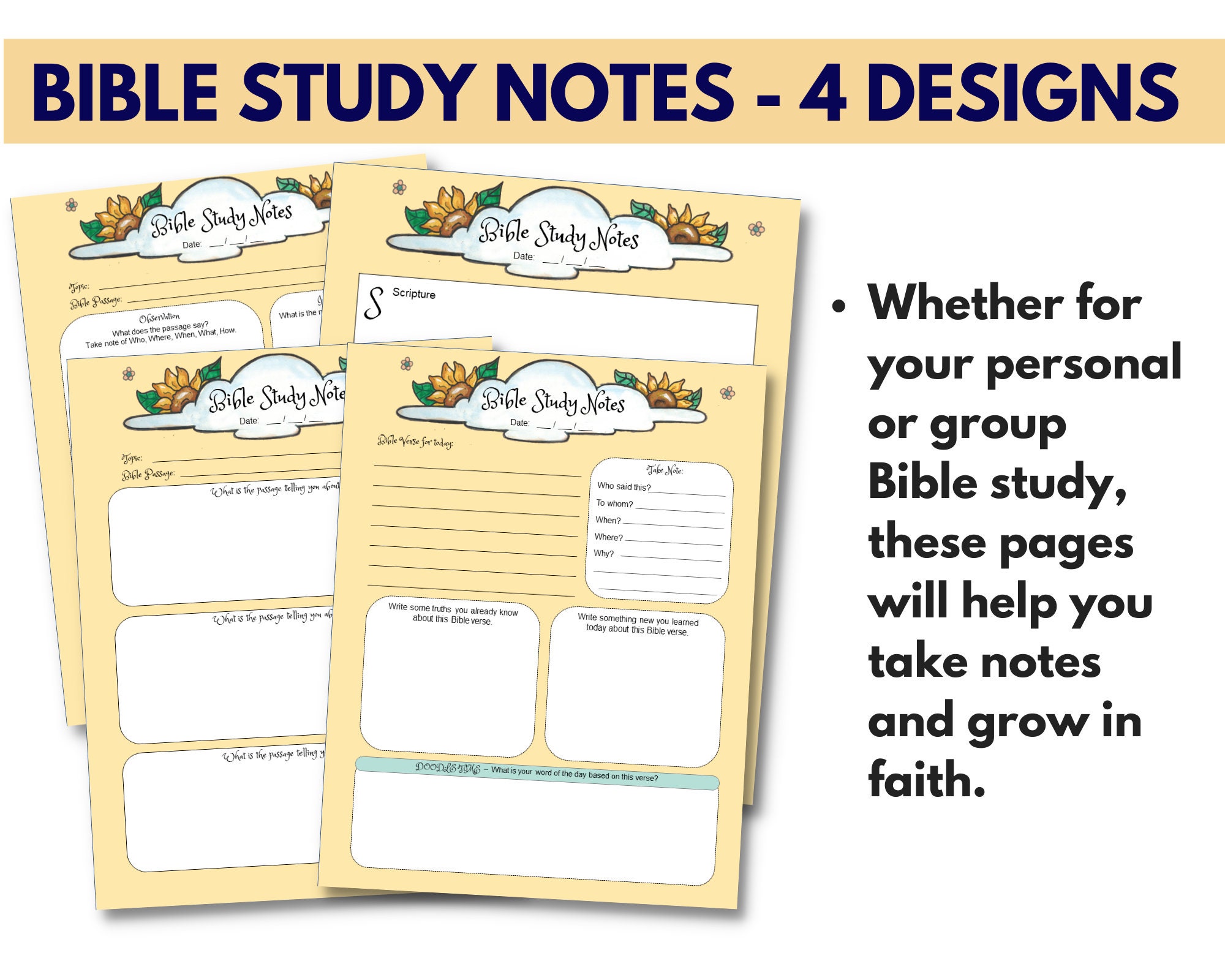 30-days Faith Journal PDF Printable, Weekly Planner, Sermon Notes ...