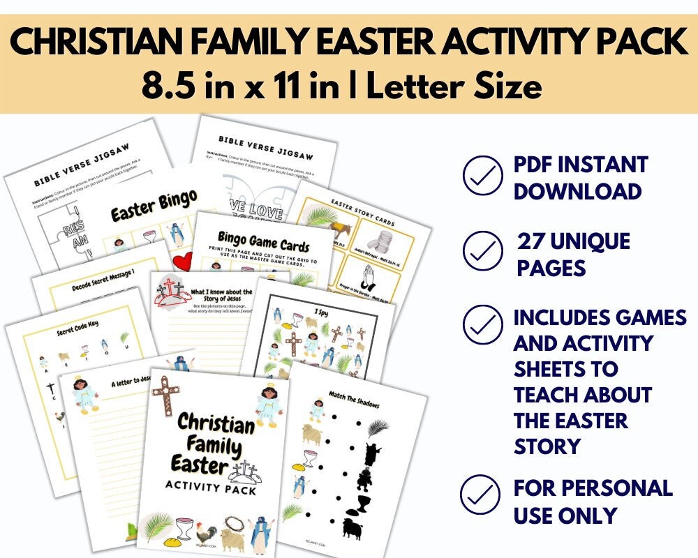 Christian Family Easter Activity Sheets, PDF, Printable, Instant ...