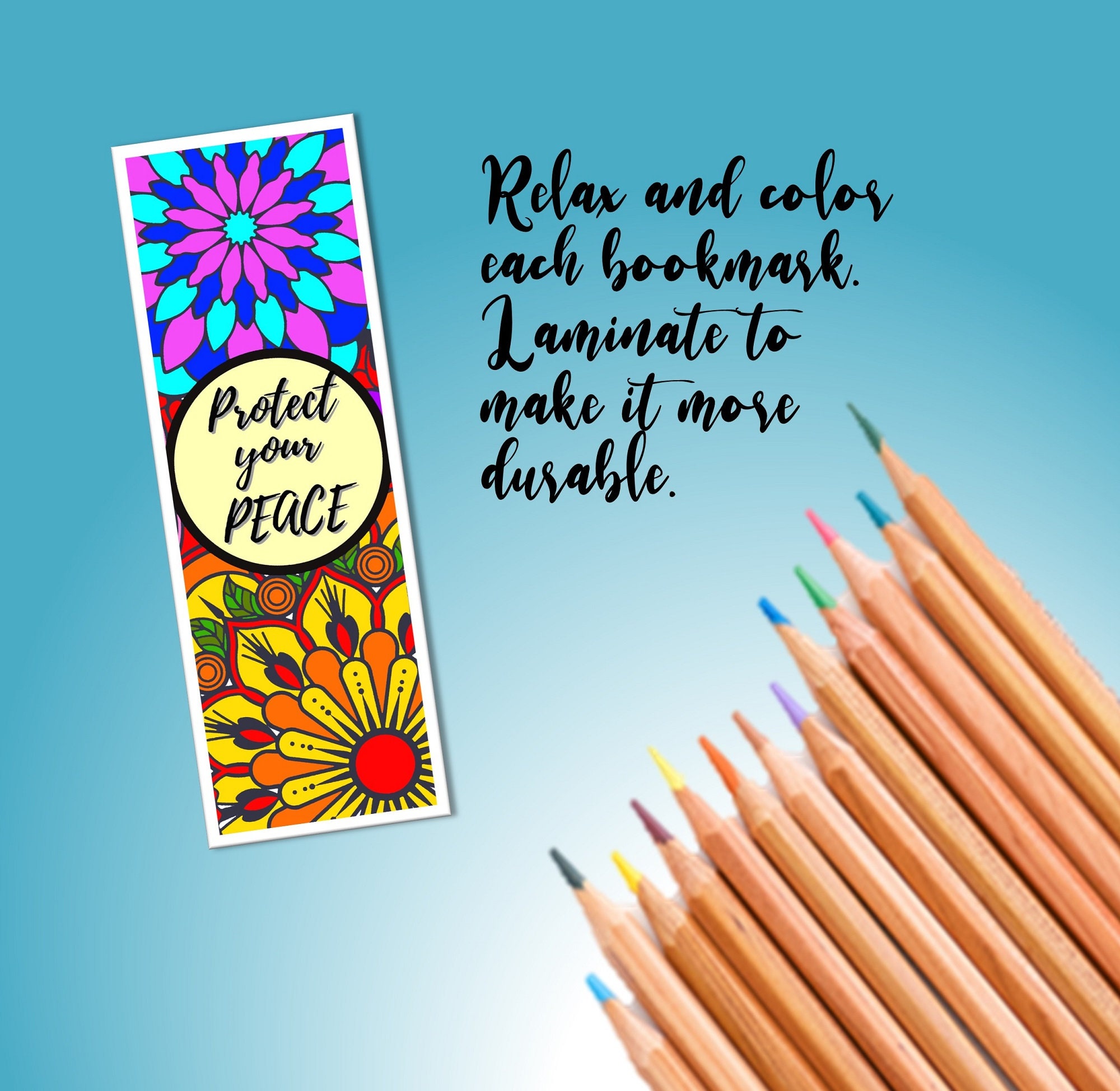 Set of 5 Printable Self-care Coloring Bookmarks, Floral Zen Designs, 2 ...