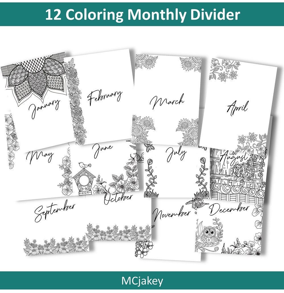 Printable Zen-style Floral Coloring Planner, Undated Weekly Calendar ...