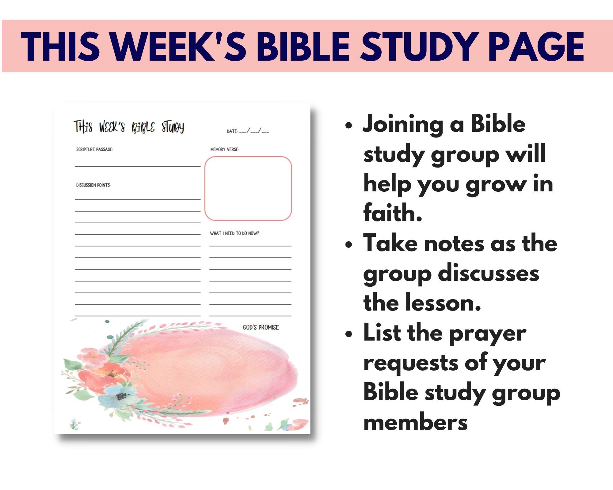 Christian Journal and Weekly Planner Printable PDF, Pink Floral Theme ...