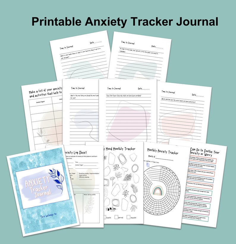 Anxiety Journal With Prompts and Tracker, Tips Checklist, PDF Printable ...
