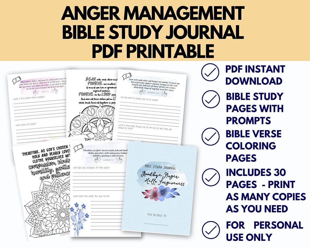 Anger Management Bible Study Journal PDF Printable Anger - Etsy