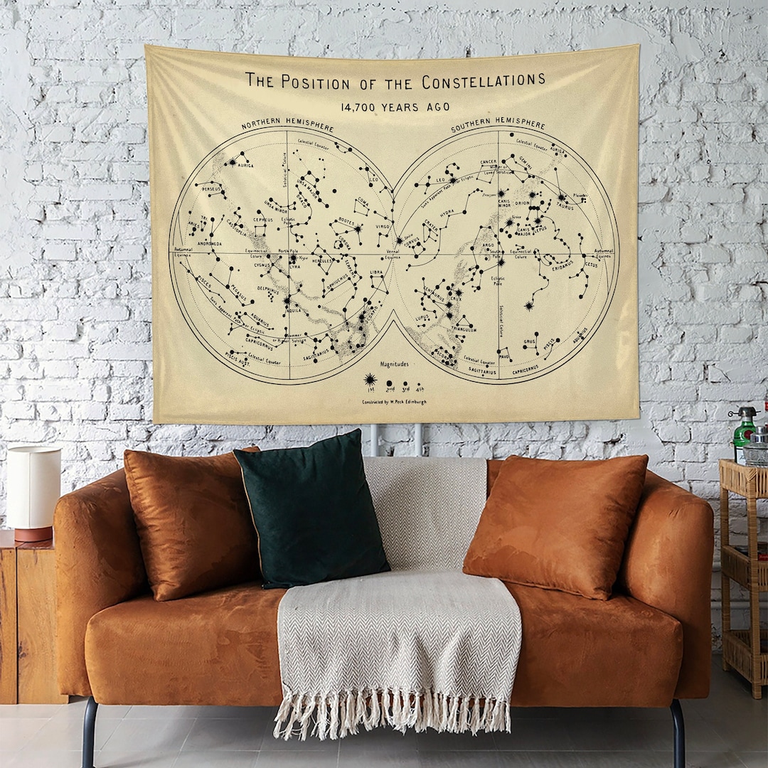 Position of the Constellations Tapestry, Astronomy Map Tapestry, Star ...