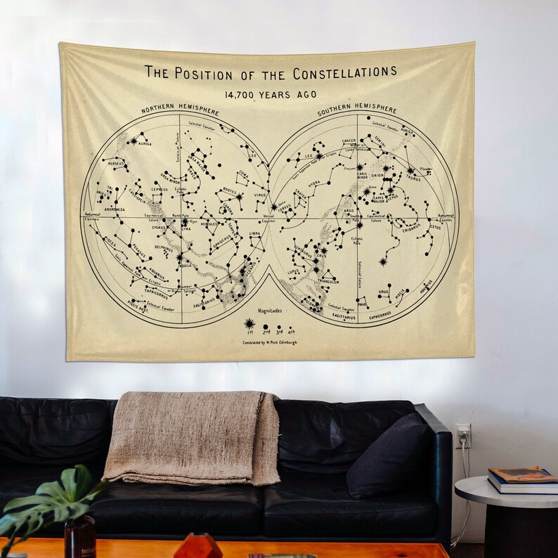 Position of the Constellations Tapestry, Astronomy Map Tapestry, Star ...