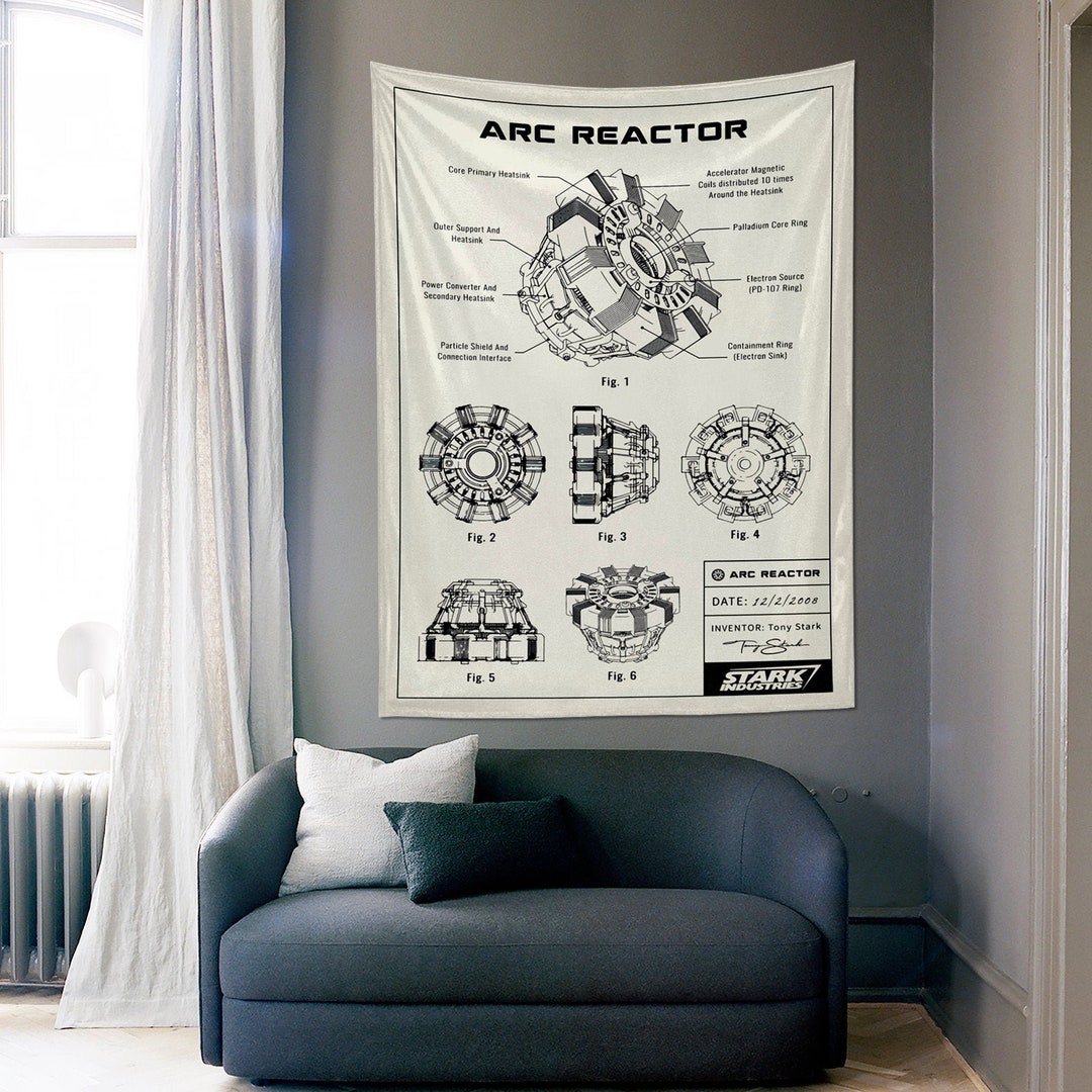Arc Reactor Schematic Diagram Tapestry, Iron Man Tony Stark Lover Gift ...