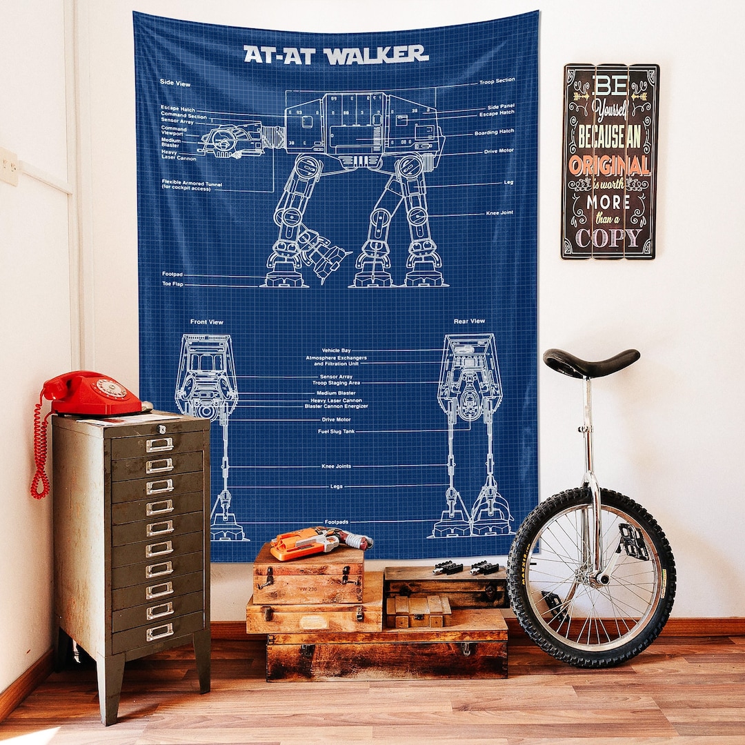 At at Walker Blueprint, Star Wars Decor, Star Wars Gift, Empire Strikes ...