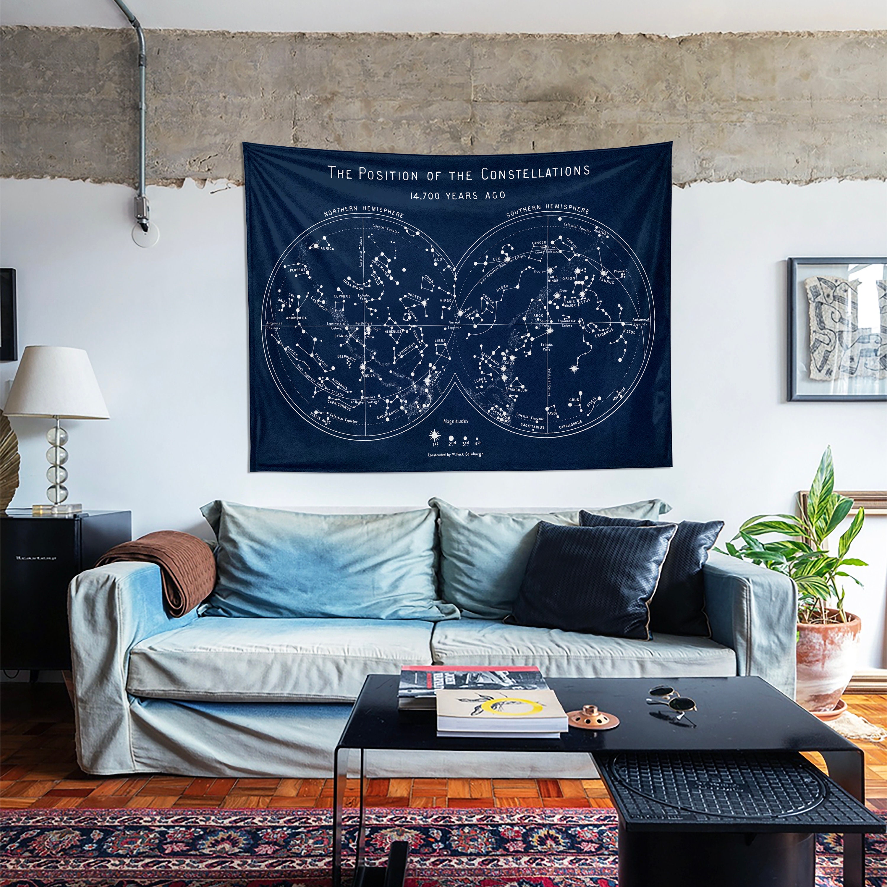 Position of the Constellations Tapestry, Astronomy Map Tapestry, Star ...