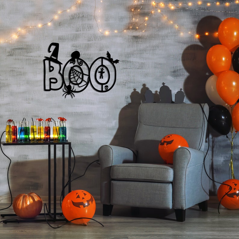 Halloween Metal Wall Art Boo Halloween Funny Decor Halloween | Etsy