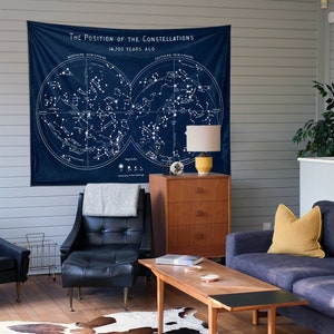 Position of the Constellations Tapestry, Astronomy Map Tapestry, Star ...
