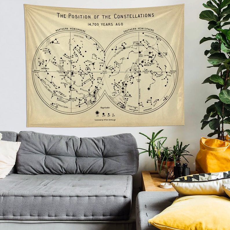 Position of the Constellations Tapestry, Astronomy Map Tapestry, Star ...